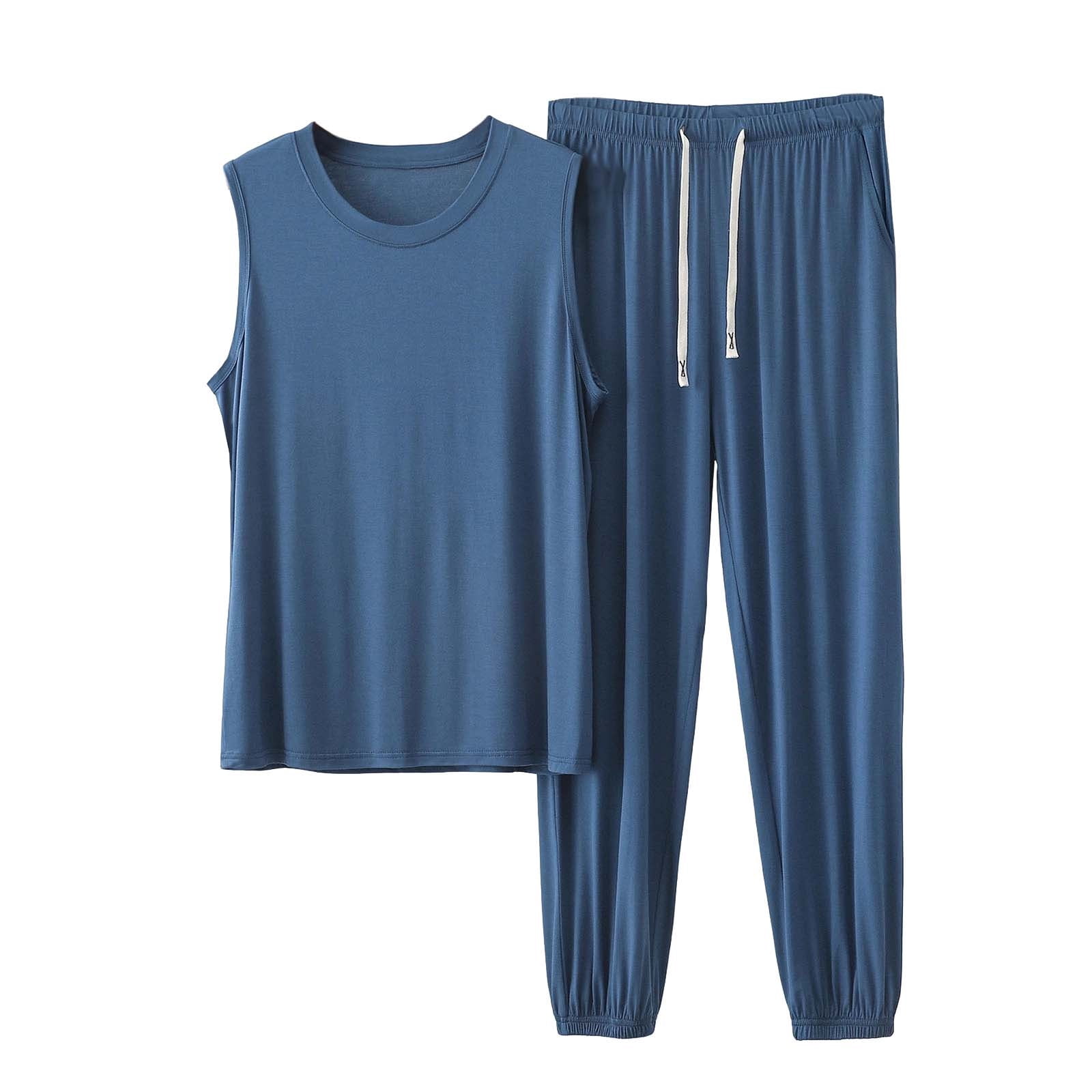 Afuyipoi Mens Modal Pajamas Sets,Drawcord Cuffed Ankles Soft Stretch ...