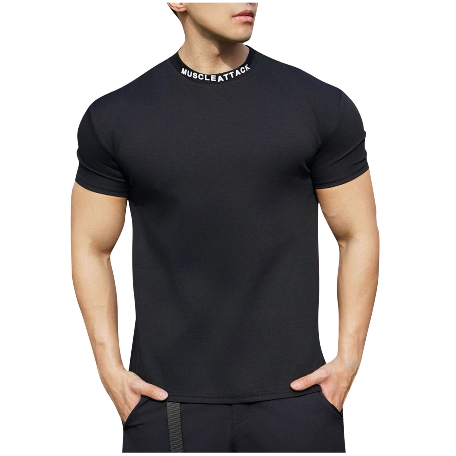Afuyipoi Mens Muscle T-Shirts Letter Print, Lightweight Workout Short ...