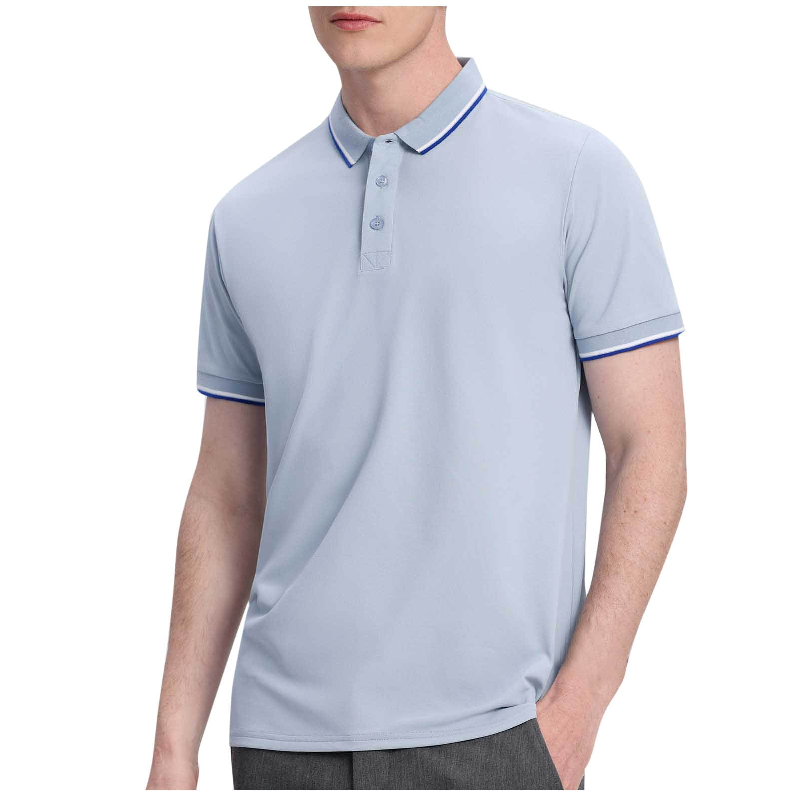 Afuyipoi Mens Solid Polo Shirts, Casual Outdoor Golf Shirts Business ...