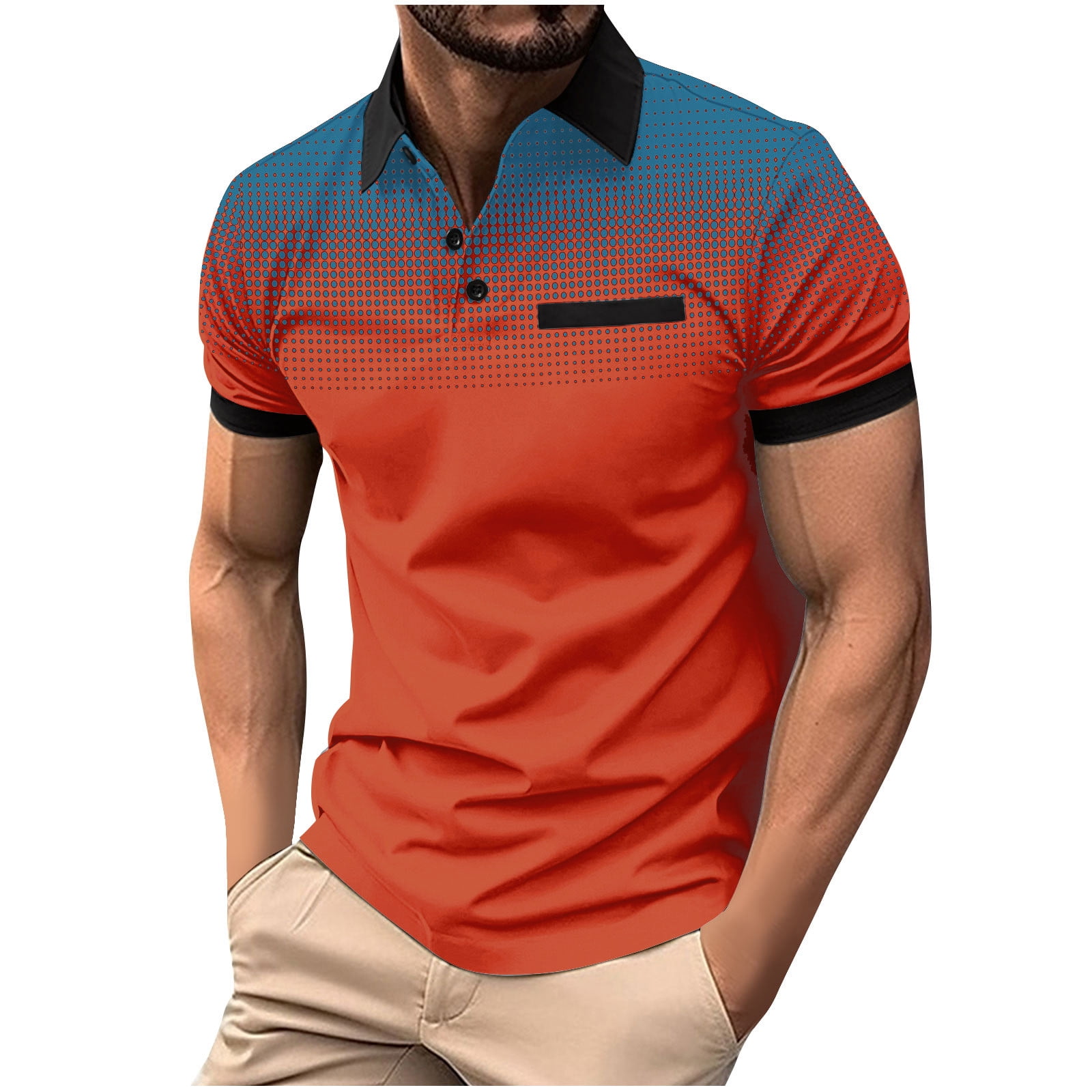 Afuyipoi Mens Stylish Polo Shirts, Gradient Color Golf Shirts Casual ...