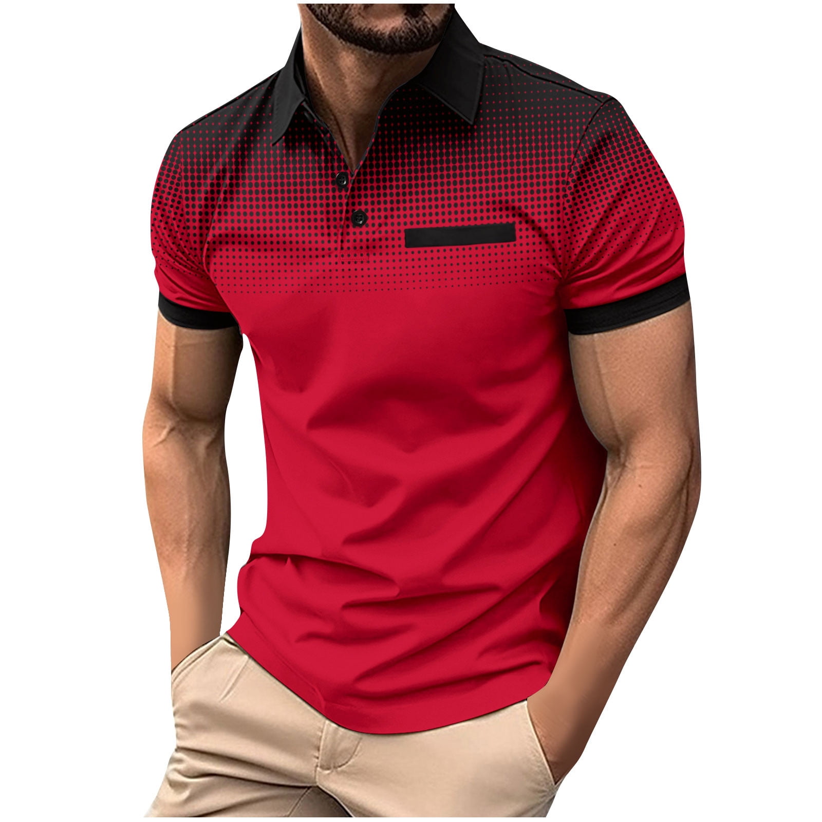 Afuyipoi Mens Stylish Polo Shirts, Gradient Color Golf Shirts Casual ...