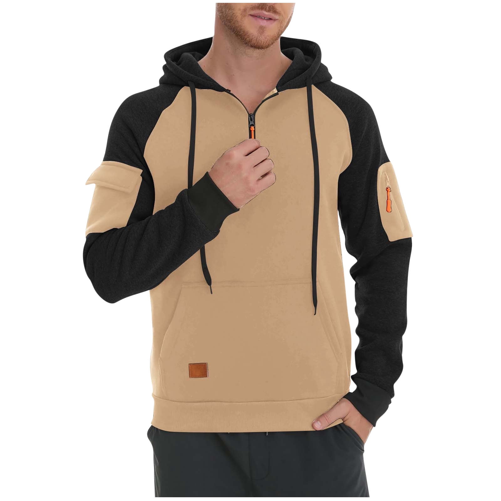 Afuyipoi Mens Tactical Sweatshirts,Color Block Lightweigh Cargo Workout ...