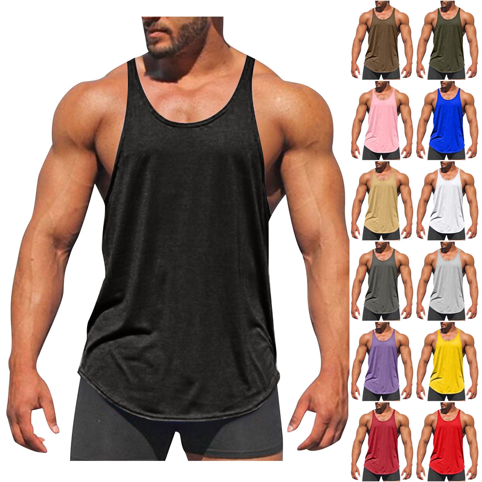 Afuyipoi Mens's Muscle Tank Top, Quick Dry Workout Tank Top Gym Tee ...