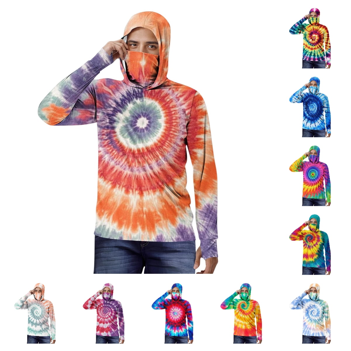 Afuyipoi Sun Protection Jackets for Men,Face Cover Cool Printed Front ...