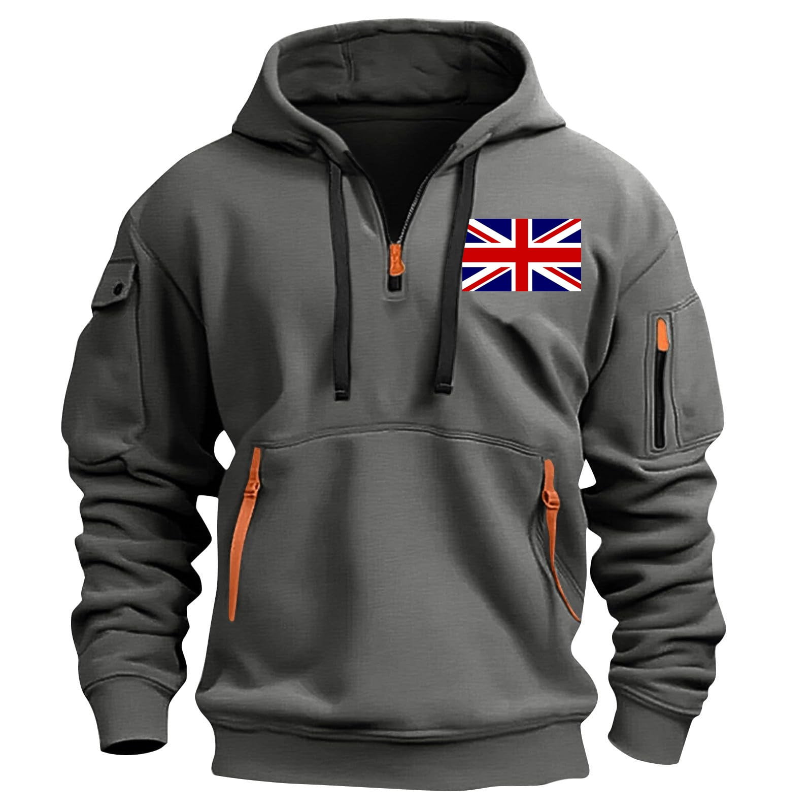Afuyipoi Tactical Hoodies for Men,Pullover Hoodies Gym Sport Zip Cargo ...