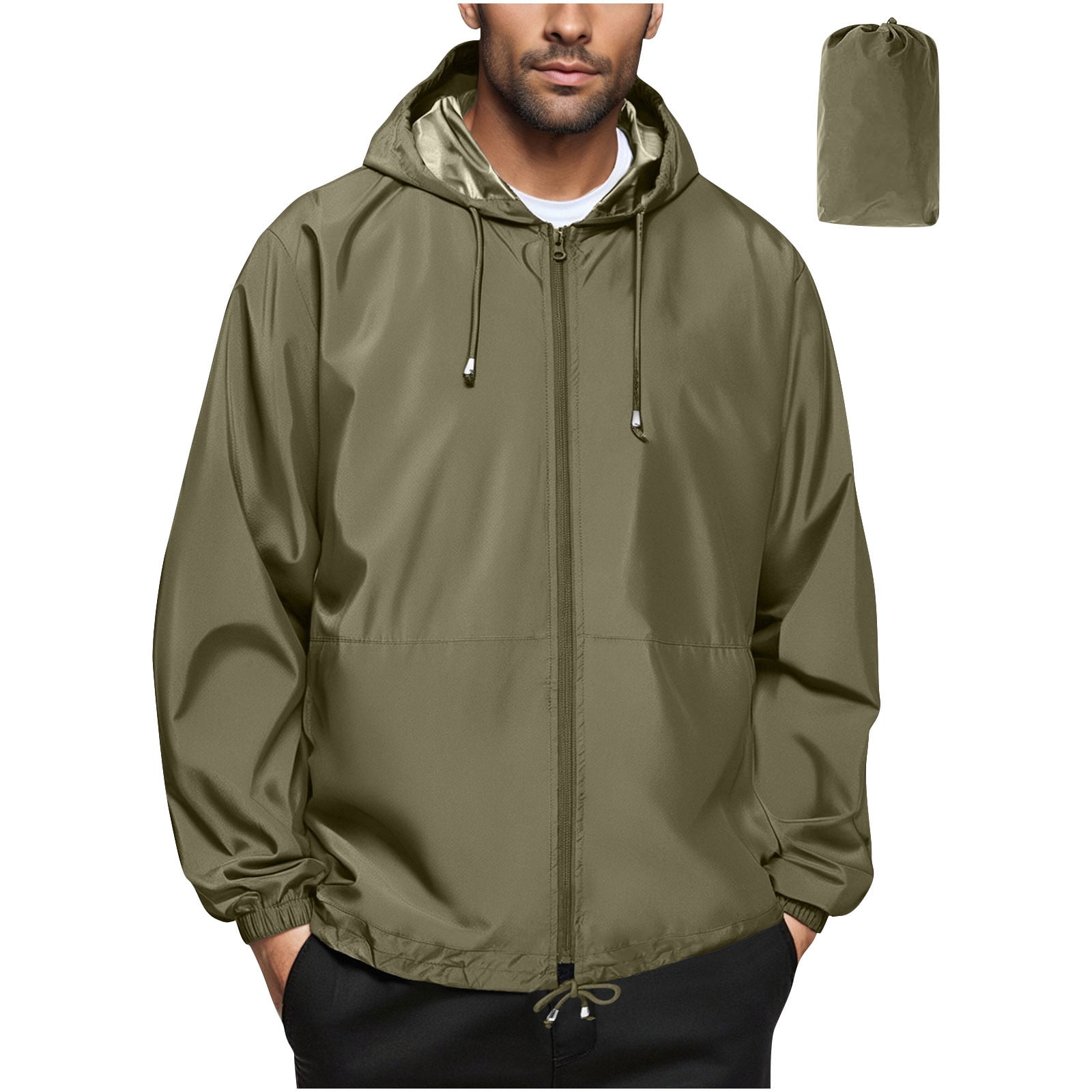 Afuyipoi Windbreaker Jacket Men's,Hiking Running Workout Zipper Pockets ...