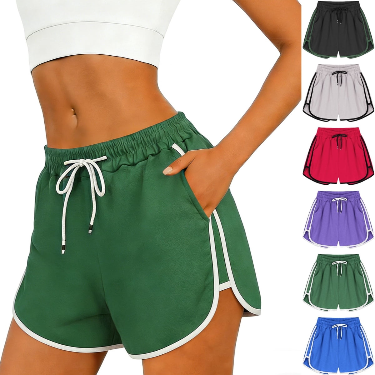 Afuyipoi Women's Dolphin Shorts,Quick-Dry Running Elastic Waist Active ...