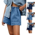 Afuyipoi Women's High Waisted Denim Shorts, Relaxed Fit Solid Color ...