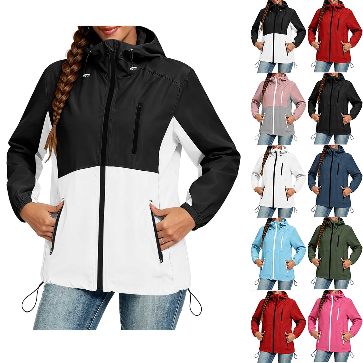 Afuyipoi Women's Lightweight Hooded Jacket Waterproof Sunscreen ...
