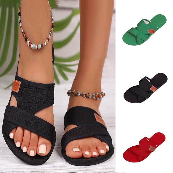 Afuyipoi Women's Open Toe Mesh Slip On Sandals Casual Beach Indoor ...