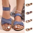 Afuyipoi Women's Roman Flat Sandals Elastic Strap Plus Size Comfortable ...
