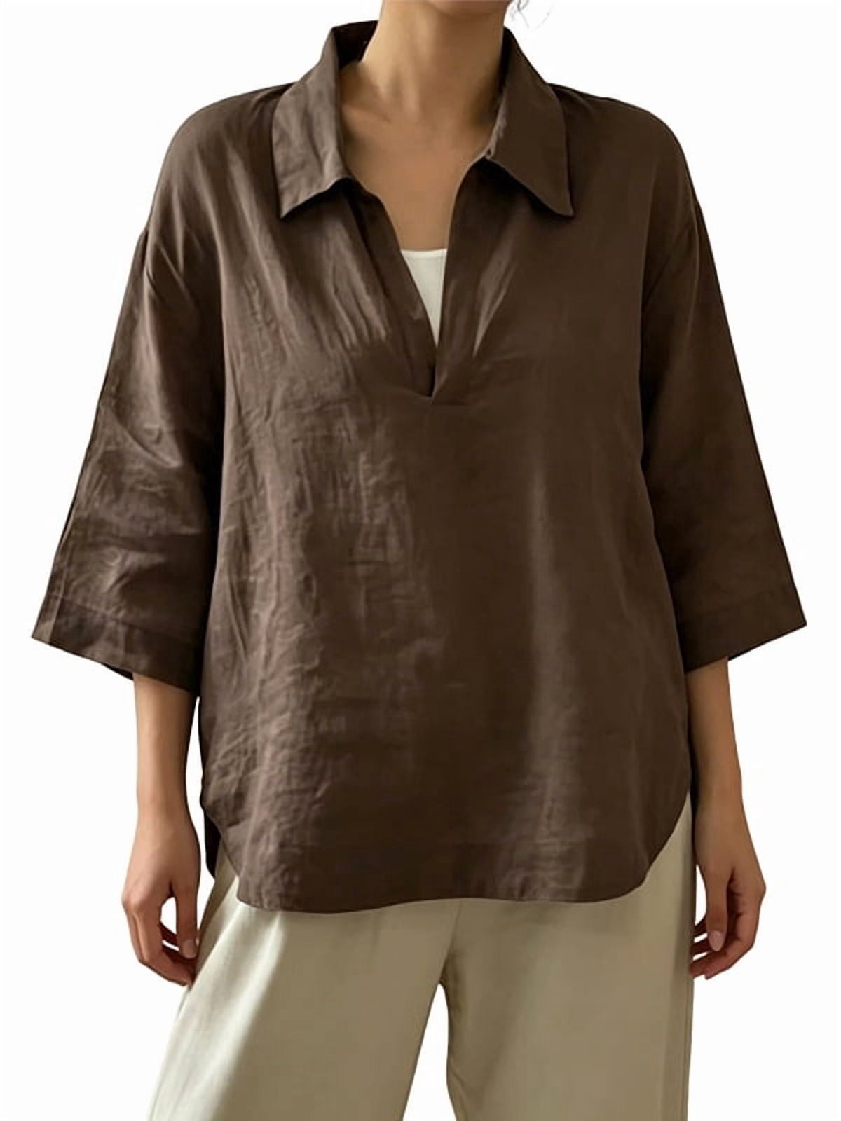 Afuyipoi Women's Spring Summer Casual Blouse Size S-XXL Quarter Sleeve ...