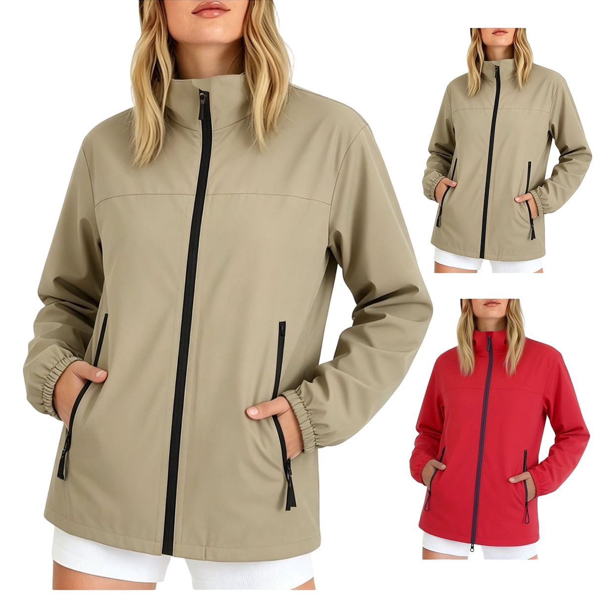 Afuyipoi Women's Waterproof Jacket Outdoor Pockets Windproof ...