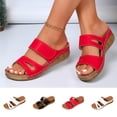 Afuyipoi Women's Wedge Sandals Peep Toe Plus Size Comfortable Summer ...