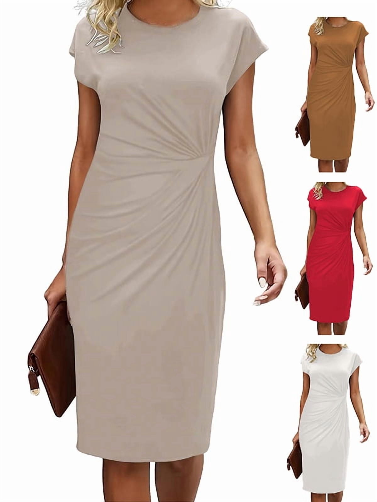 Afuyipoi Womens Plus Size Sleeveless Round Neck Solid Color Casual Long ...