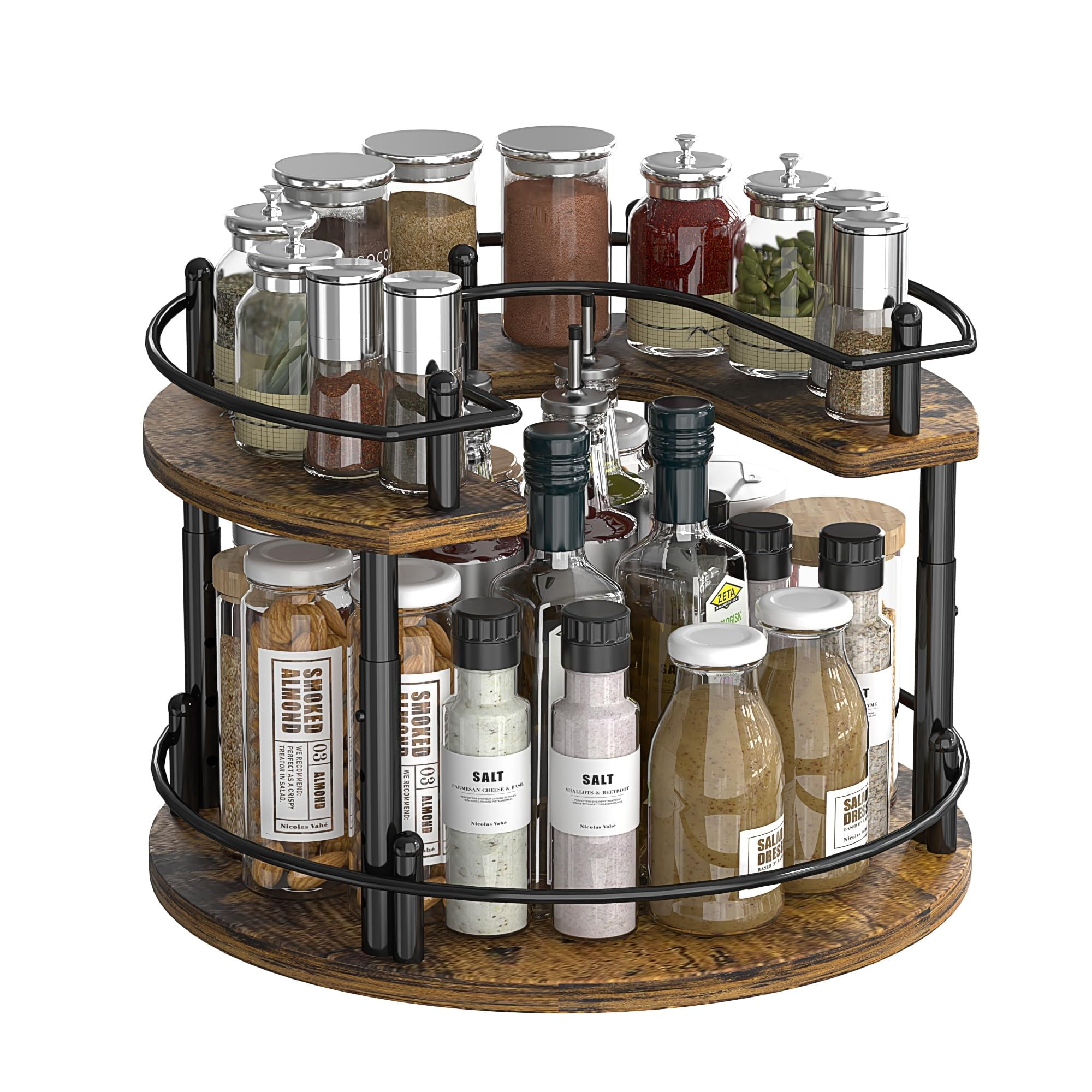 Afyinchd Lazy Susan Spice Rack Organizer - Rotating Turntable Height ...