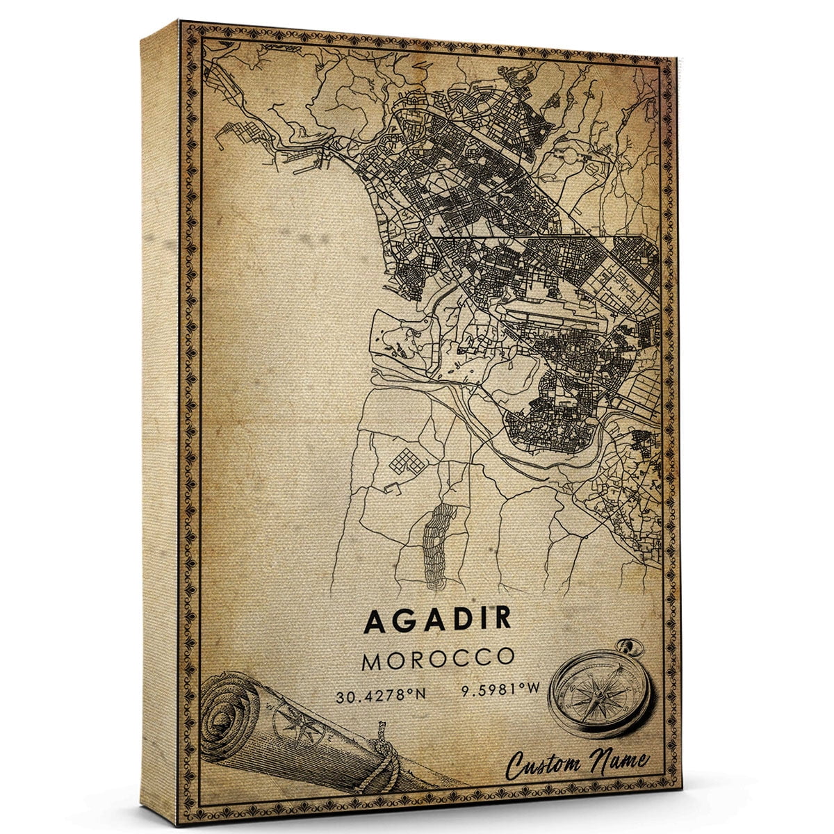 Agadir Map Poster, Morocco Map Art Poster, Canvas, Agadir Map City ...
