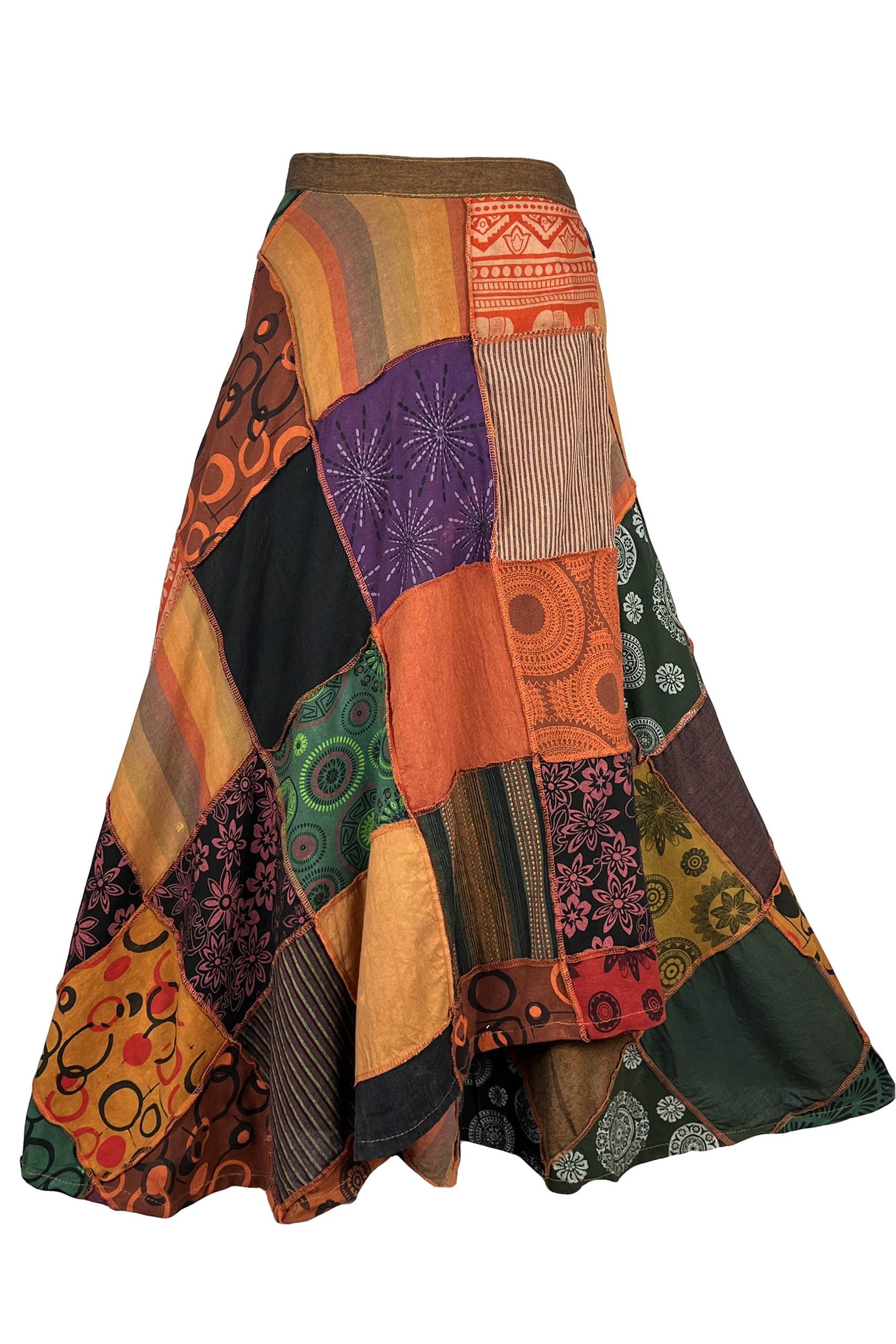 Agan Traders Women’s 2024 Boho Maxi Skirt for Summer Patched Tie Up ...