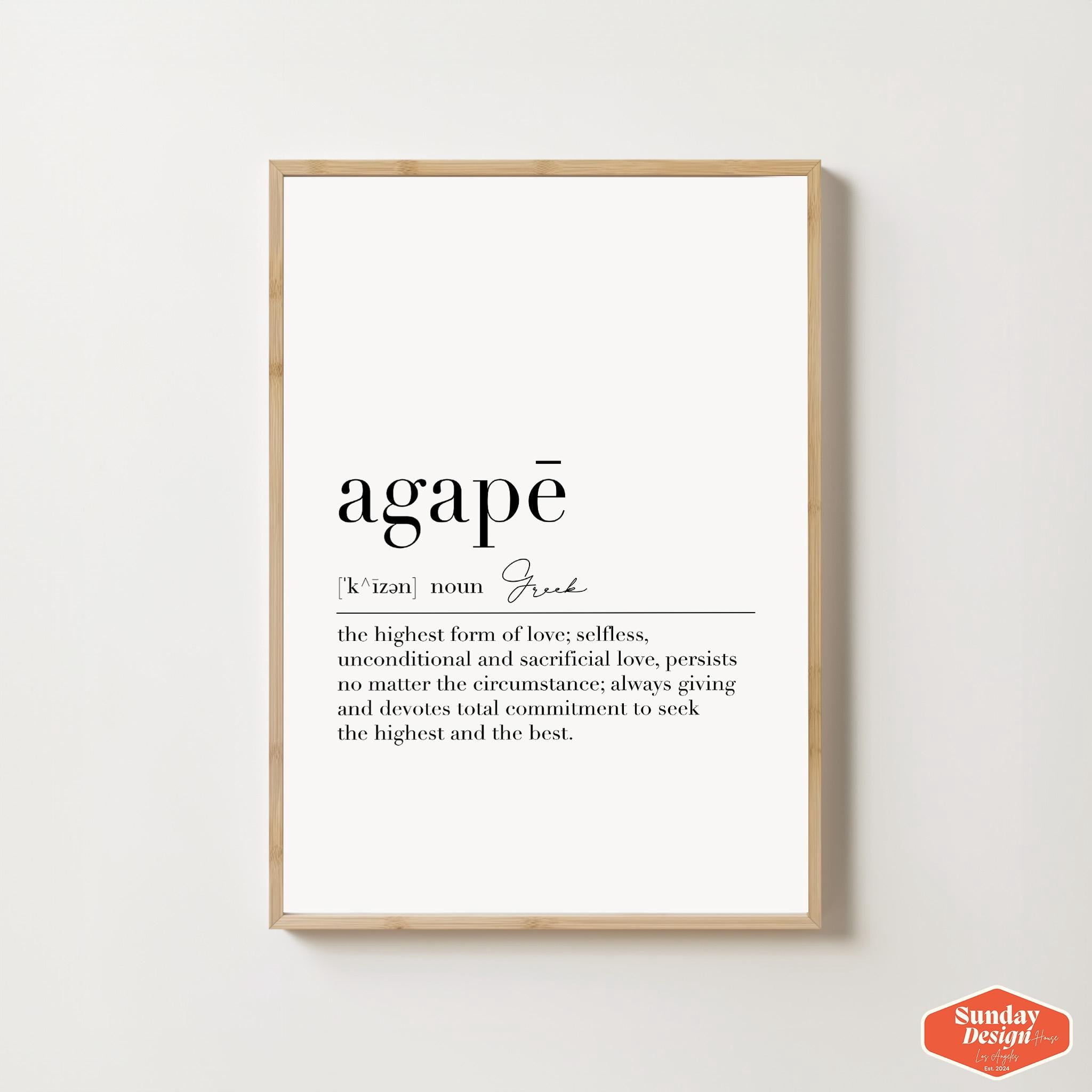 Agape Definition Poster Greek Definition Print Print Wall Art Agape ...