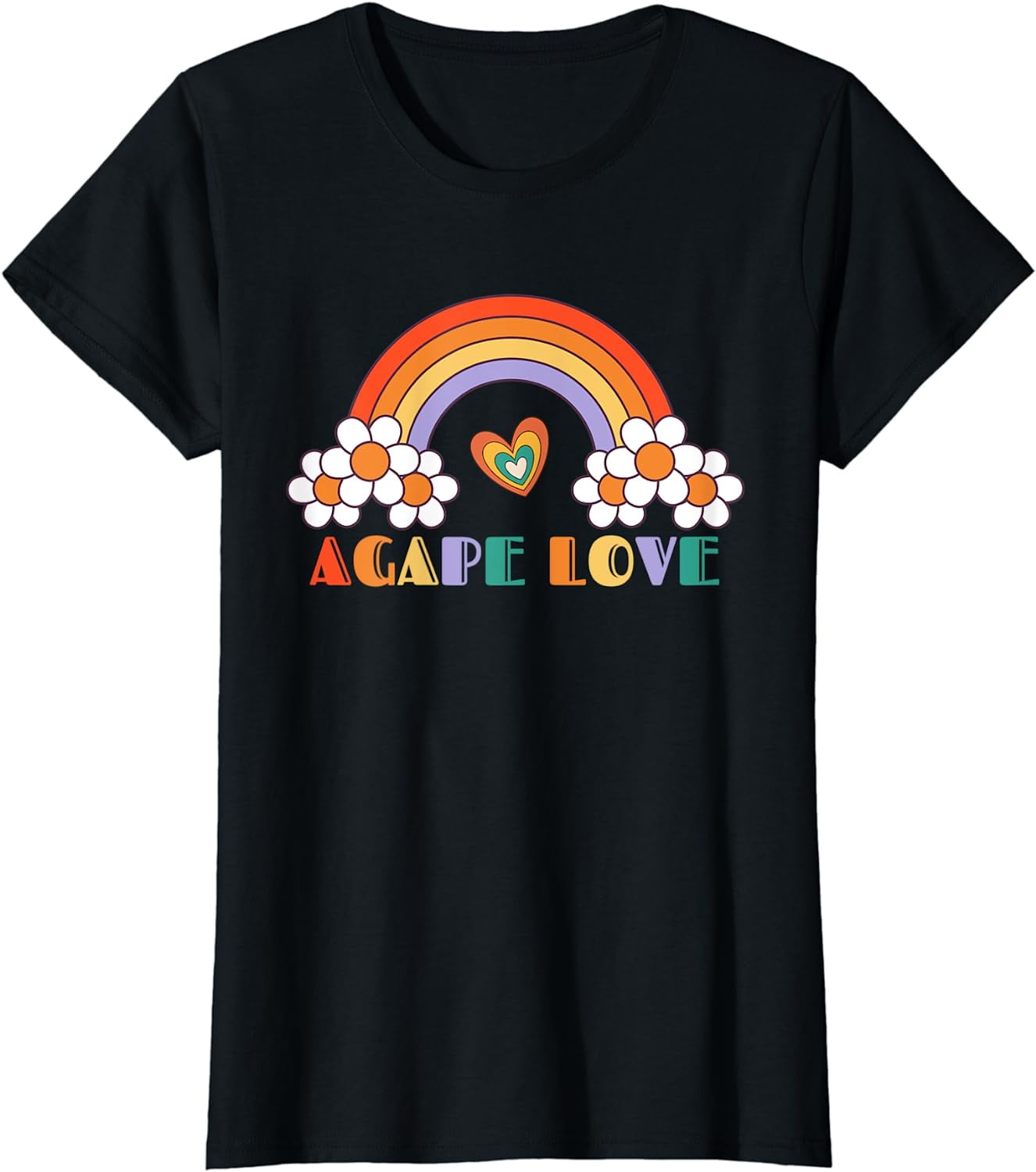 Agape Love Rainbow Heart Inspirational Women Christian T-Shirt ...
