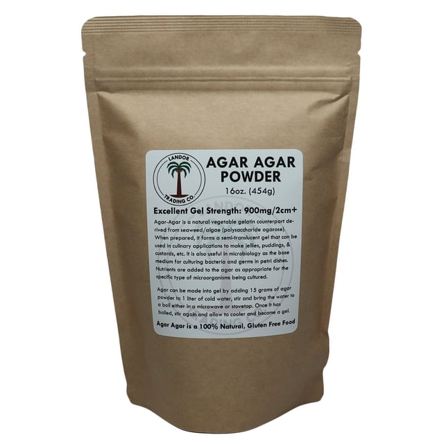 Agar Agar Powder 16oz 1 lb - Excellent Gel Strength 900g/cm2 - Walmart.com