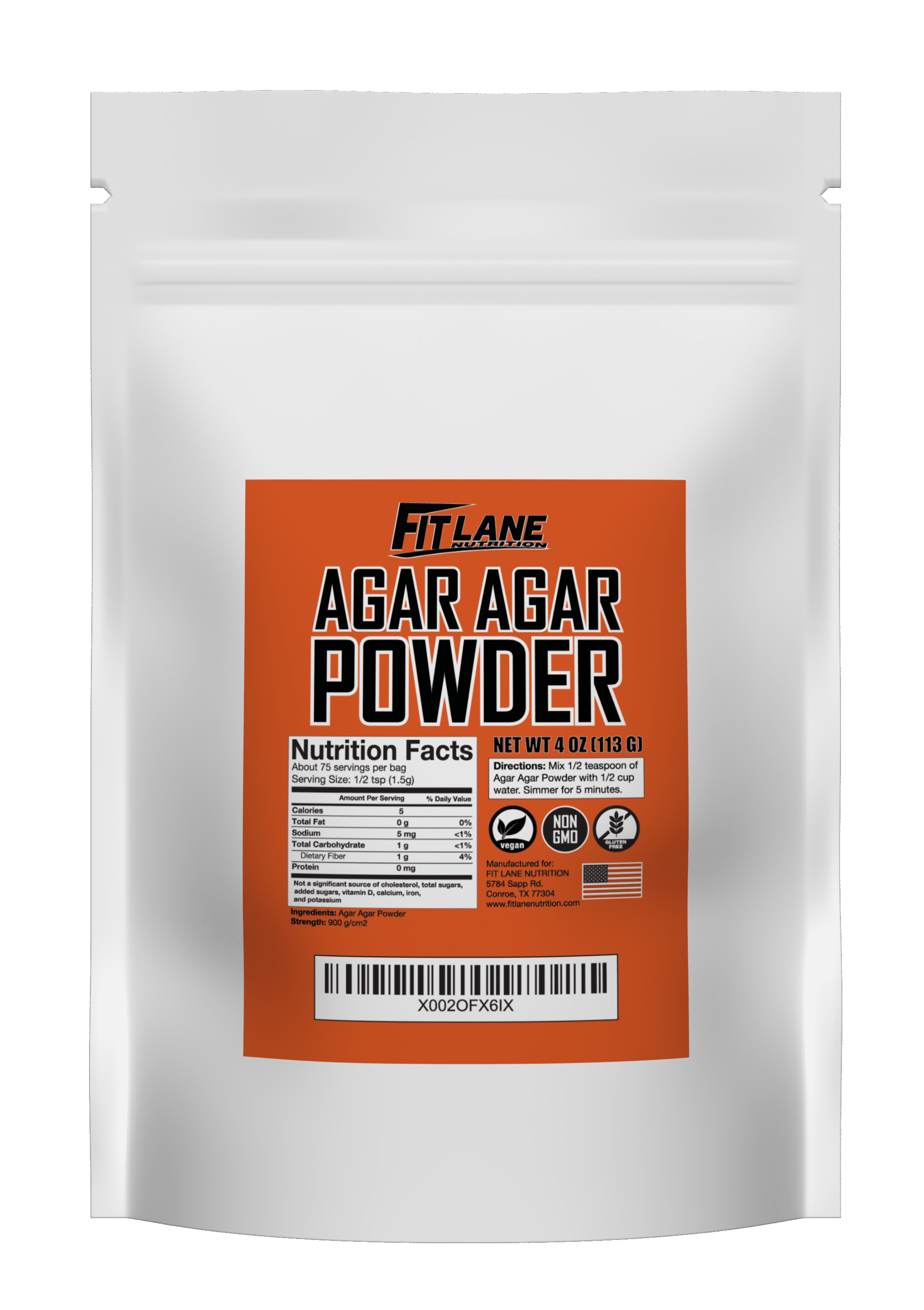 Fit Lane Nutrition Vegan Agar Agar Powder 4oz - Unflavored, Gluten Free ...