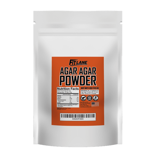 Fit Lane Nutrition Vegan Agar Agar Powder 4oz - Unflavored, Gluten Free ...