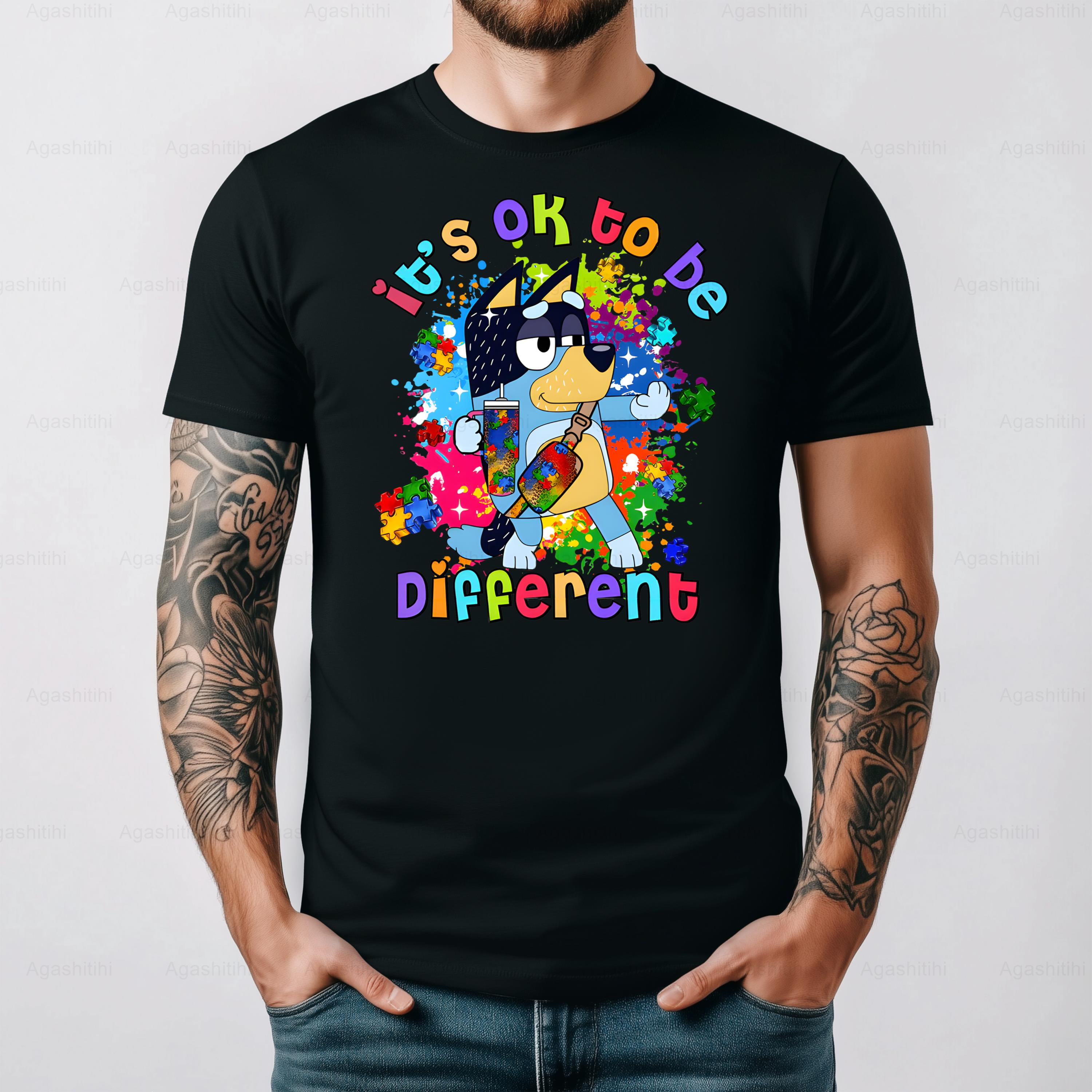 Agashitihi Autism Bluey T-Shirt Its Okay to Be Different Tee, for men & women, up to size 5XL ...