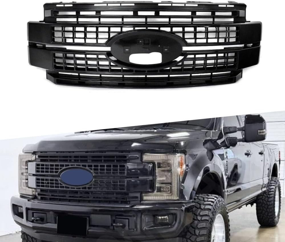 Agate Black Front Grill W/Black Insert Compatible with Ford F250 F350 ...