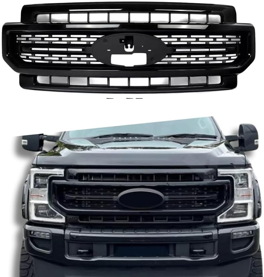 Agate Black Front Grill W/Black Insert Compatible with Ford F250 F350 ...
