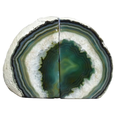 Agate Bookends Green A+ Grade 3 - 4 Lbs Geode Decor for Home Office ...