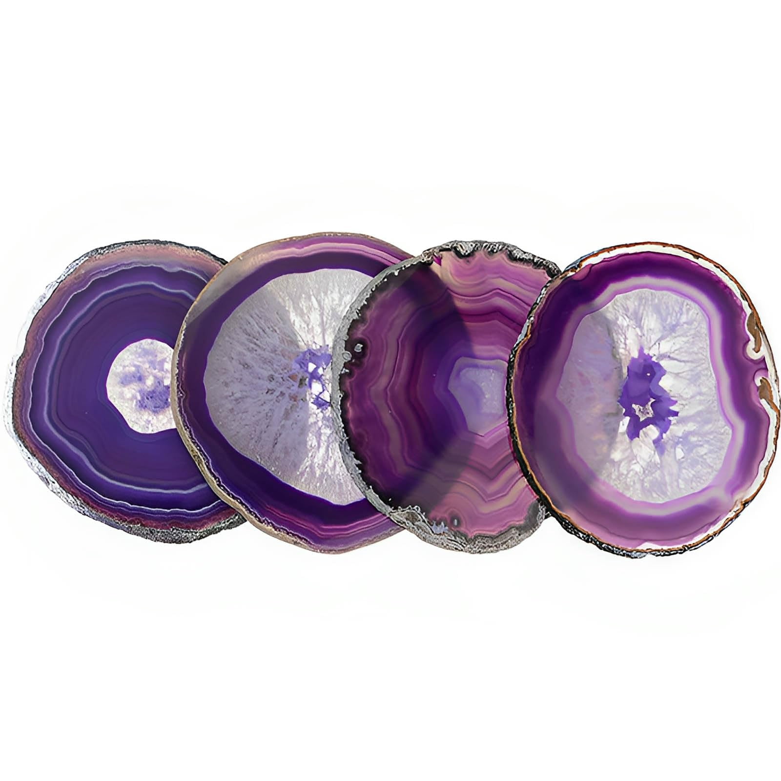 Agate Coasters for Drinks - Set of 4 Geode Crystal Quartz Rock Slices ...