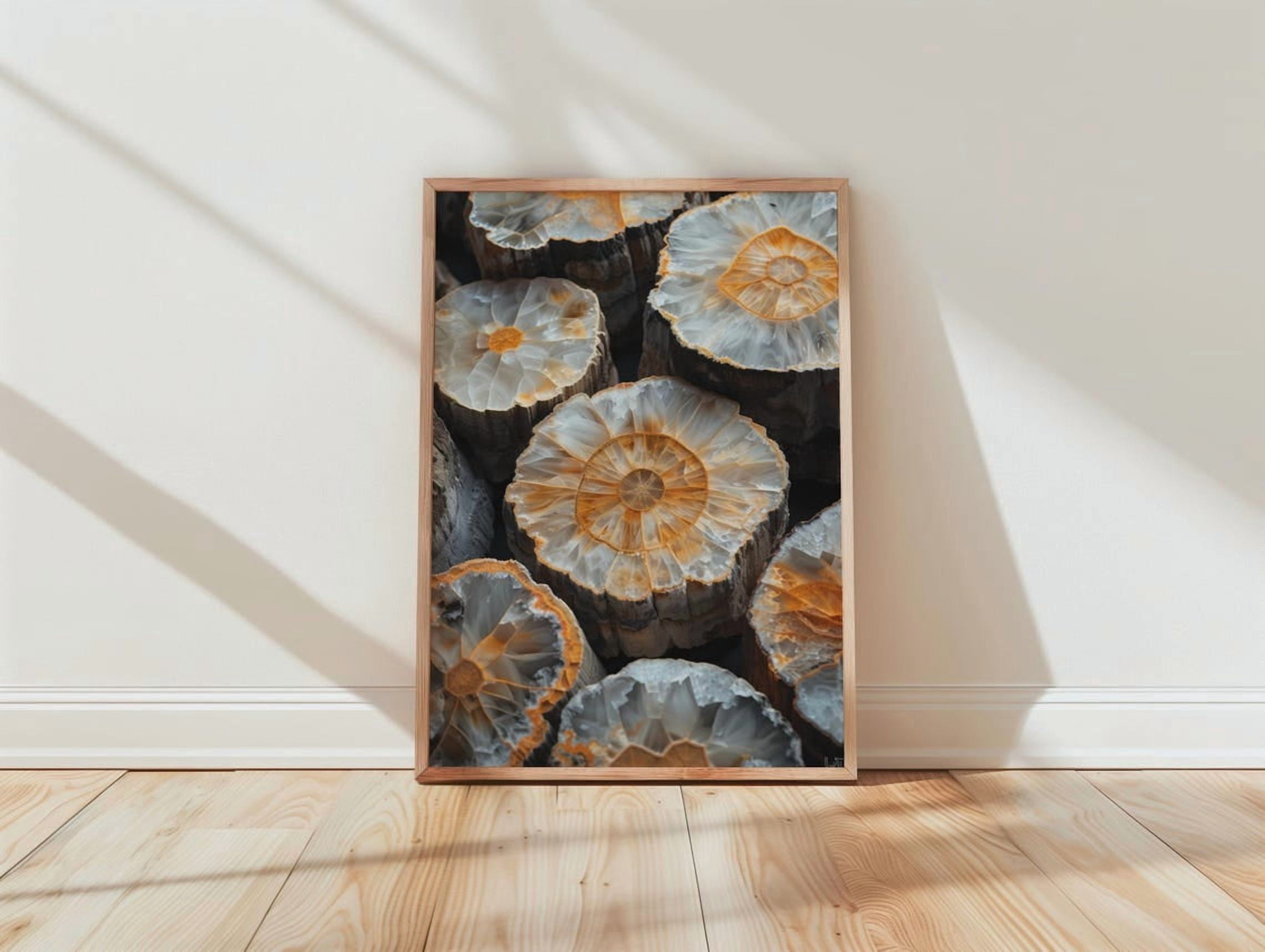 Agate Geode Wall Art White Orange Crystal Slice Decor Organic Living ...