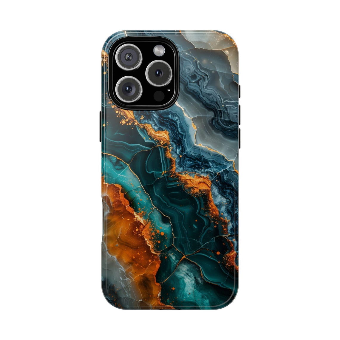 Agate Marble Teal Orange Crystal Abstract Geode Art Phone Case for ...