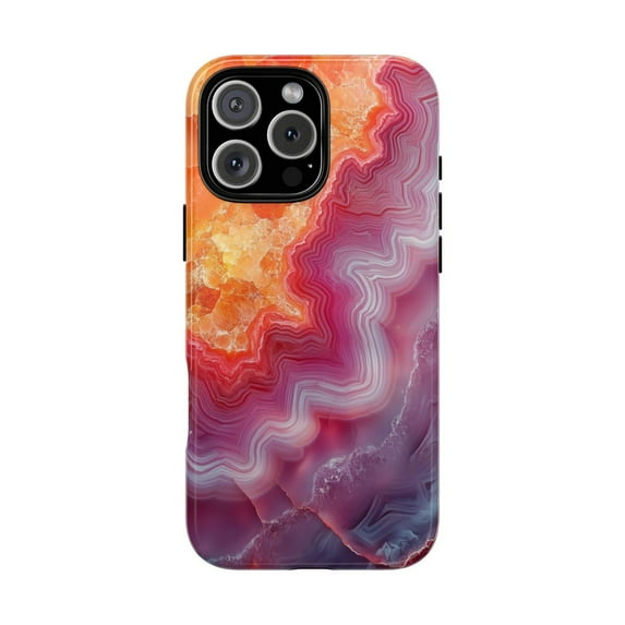 Agate Orange Pink Geode Quartz Crystal Marble Art Phone Case with ...