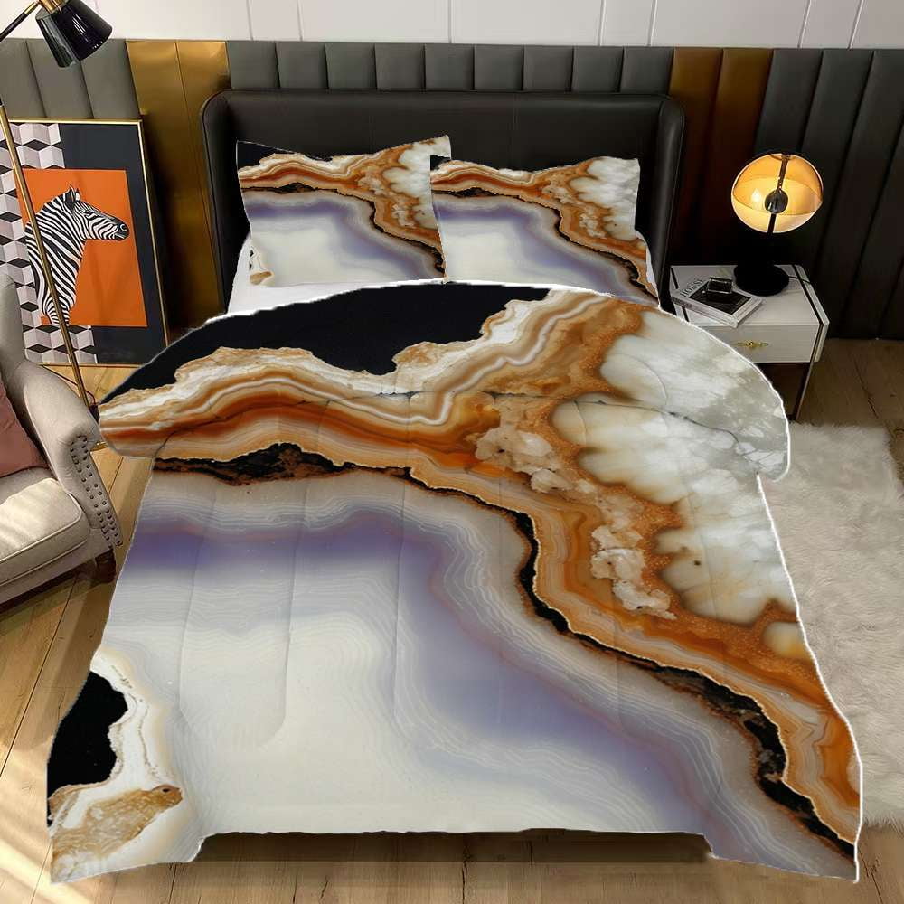 Agate Slice Art Print Comforter Set Queen Size Bedding Set For Travl ...