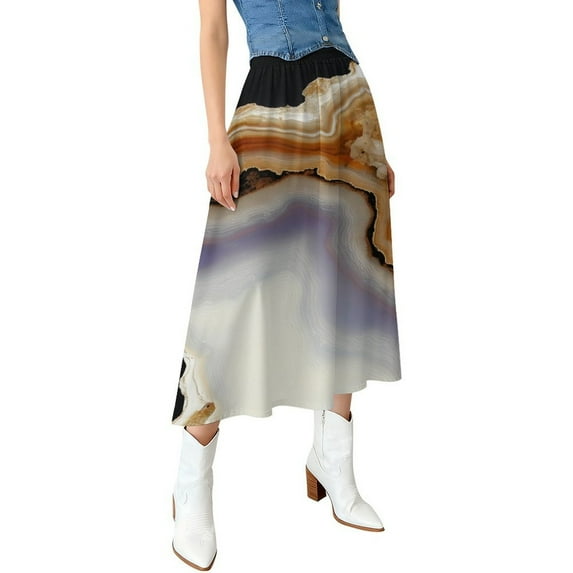 Agate Slice Art Print Women High Waist Midi Skirt Elegant Midi Skirt ...