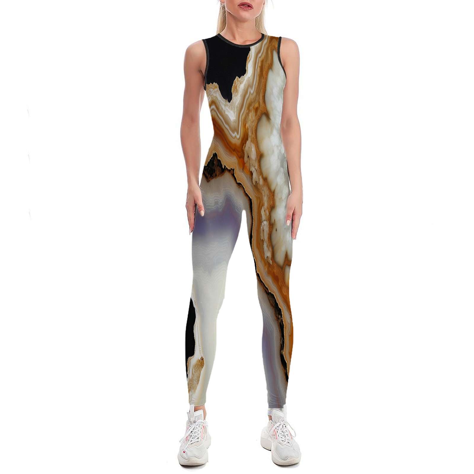 Agate Slice Art Print Women's One Piece Yoga Jumpsuits Leggings ...