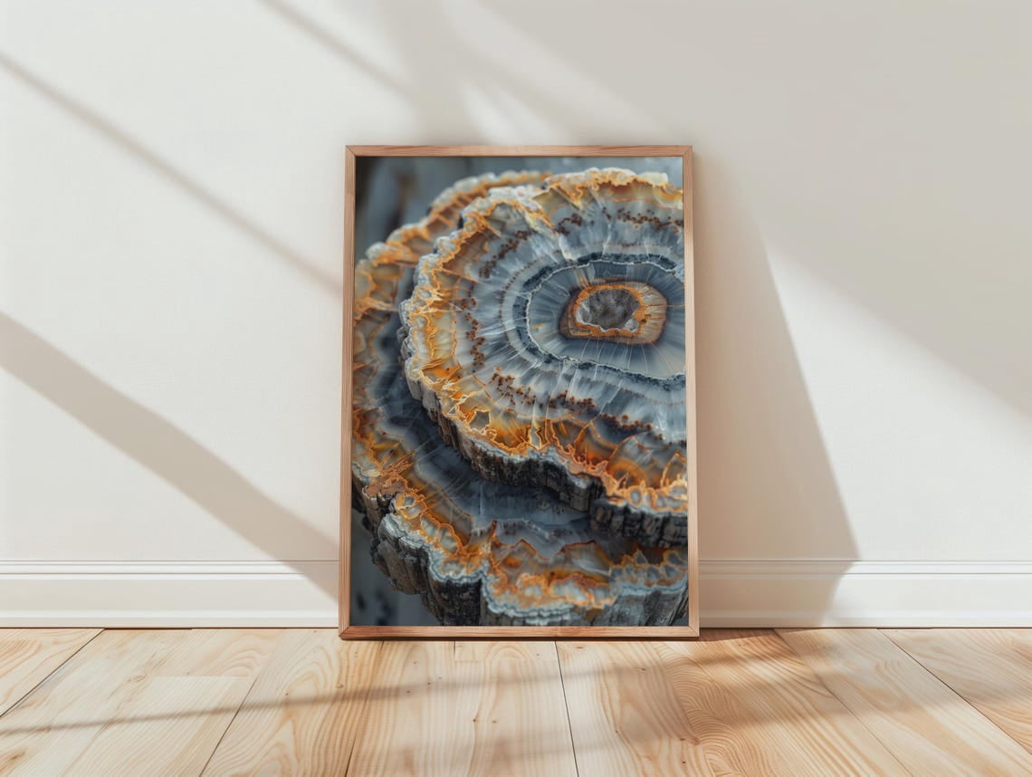 Agate Slice Natural Gray Orange Crystal Living Room Home Accent Poster ...