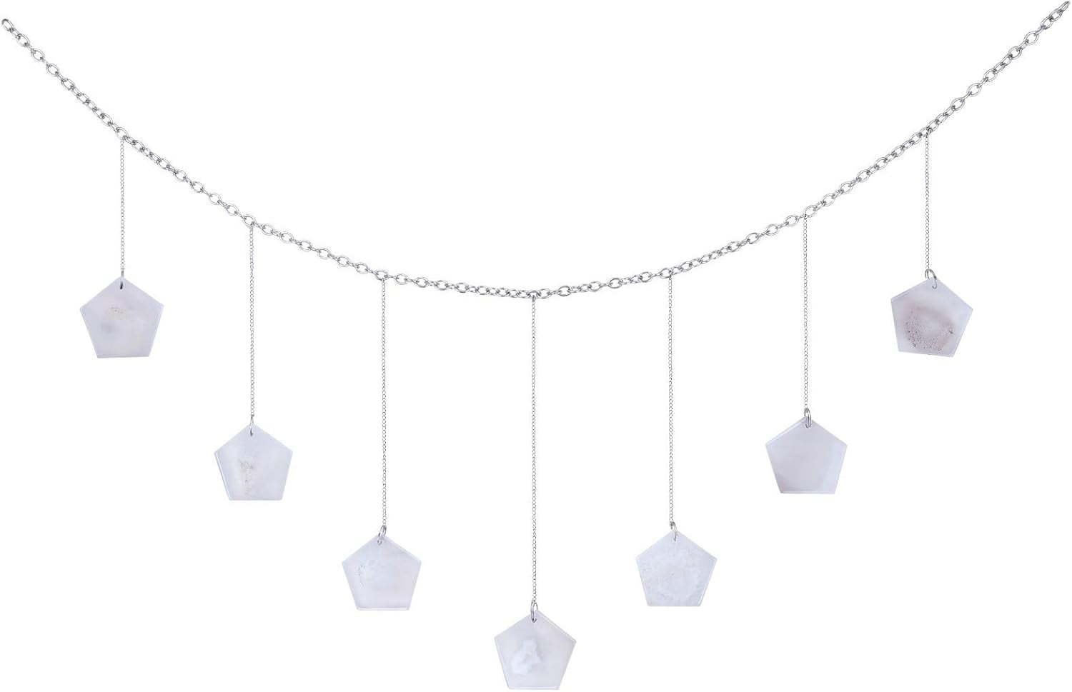 Agate Slice Pentagon Hanging Ornament with Chain, Geode Stone Wall Art ...