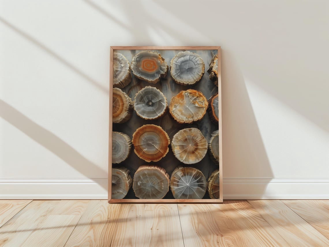 Agate Stone Slice Rustic Gray Amber Graphic Poster Unframed Paper Print ...