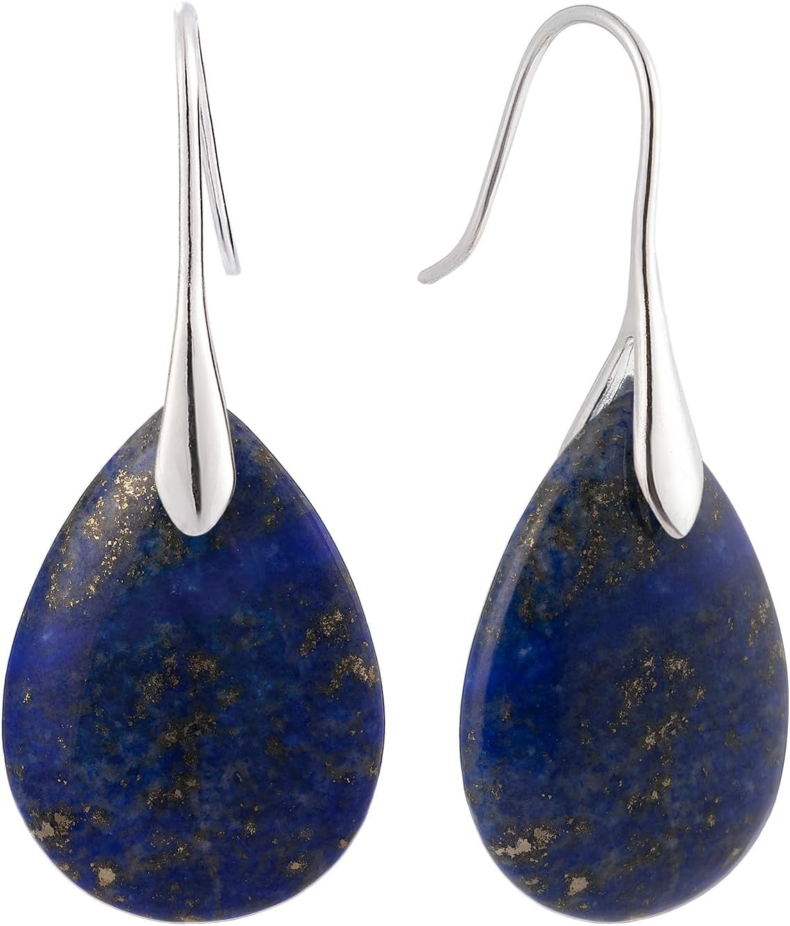 Agate Teardrop Stone Grey Drop Earrings Fishhook Dangle Earrings Silver ...