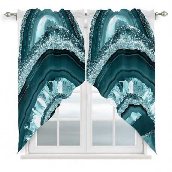 Agate Texture Swag Curtain Valance for Window 2 Panels Vintage Green ...