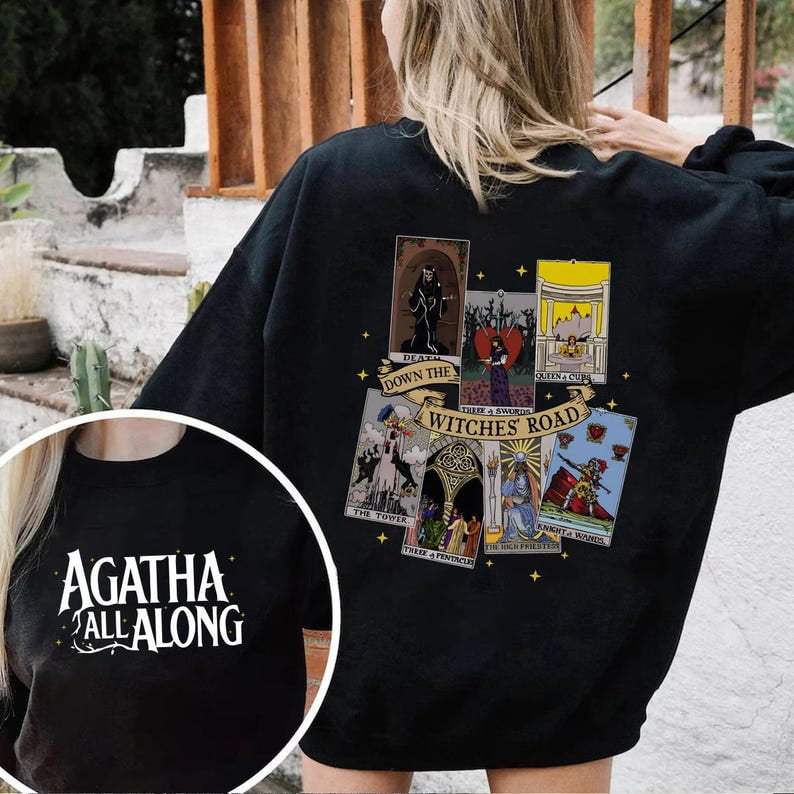 Agatha All Along Tarot Cards 2 Sides Shirt Sweatshirt Hoodie, Marvel ...