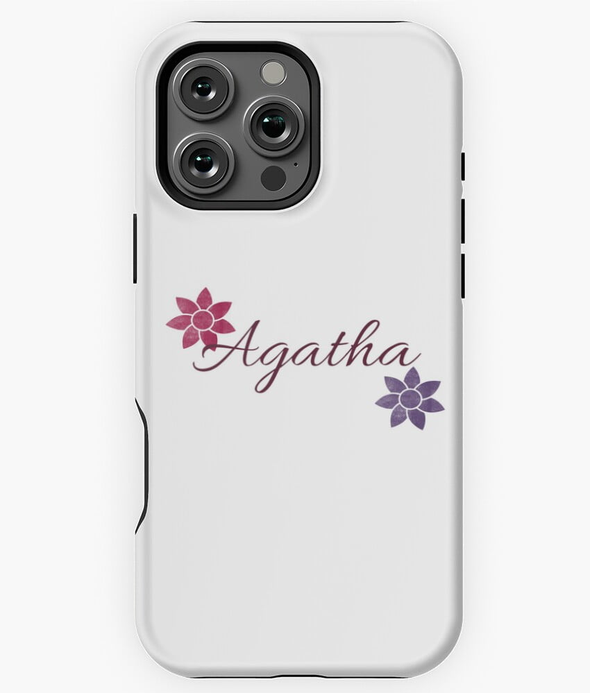 Agatha Floral Name Calligraphy Phone Case for iPhone 16 15 14 13 12 11 ...