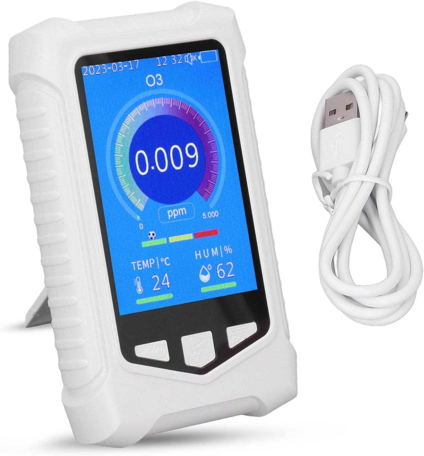 Agatige Air Quality Monitor, 3 in 1 Ozone Meter Monitor Indoor O3 Gas ...