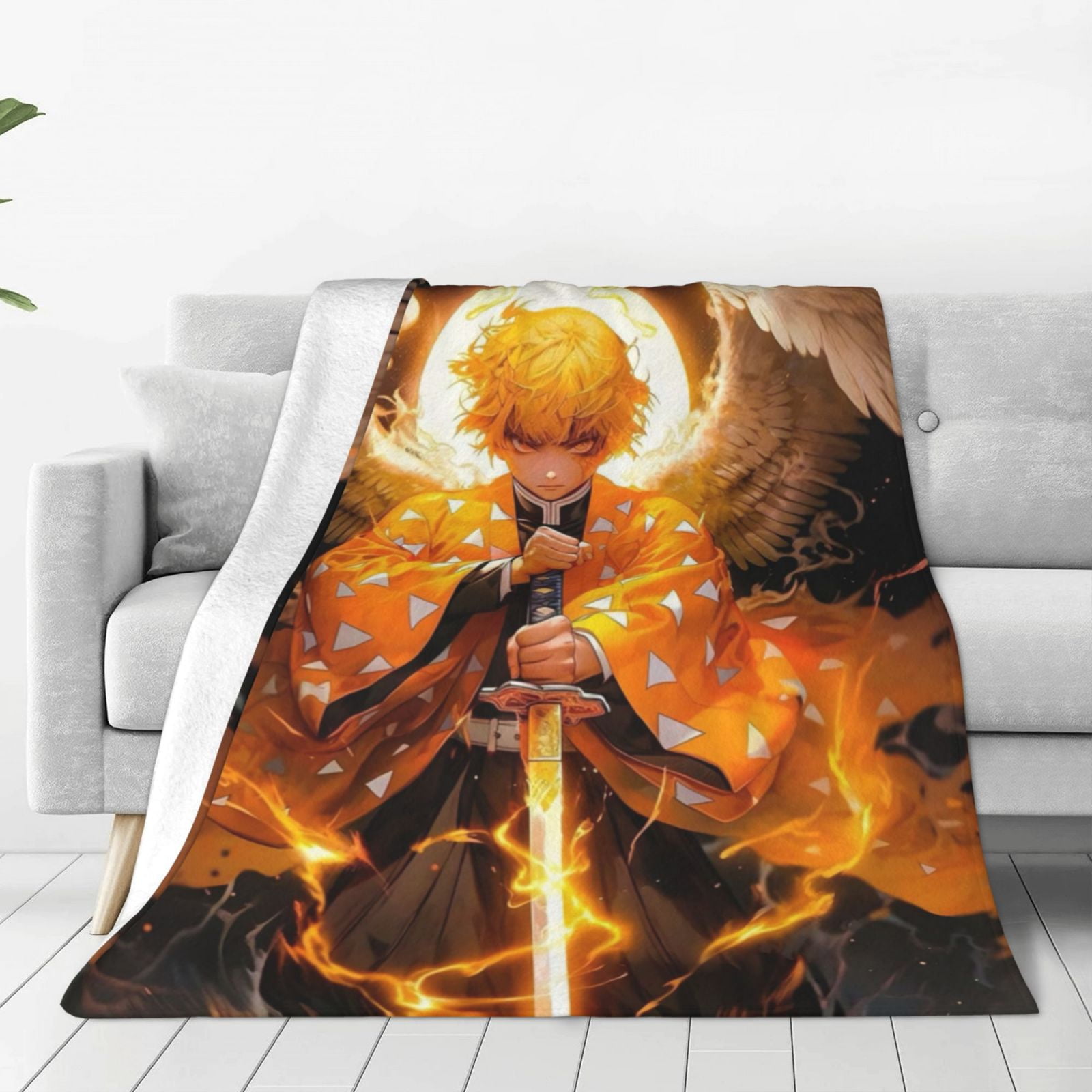 Agatsuma Zenitsu Soft Cozy Fleece Throw Blanket Plush Lightweight Warm ...