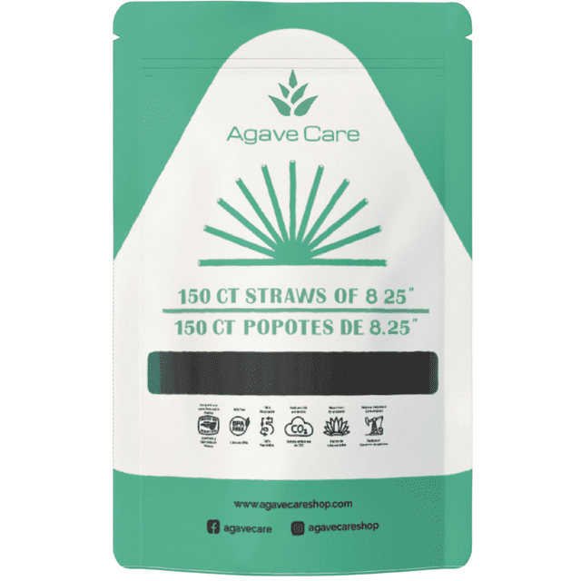 Agave Care Sustainable Agave Straws - 8.25" - Black - Unwrapped - 150 ...