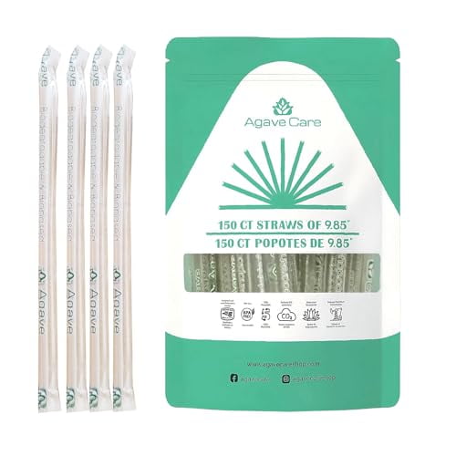 Agave Care Sustainable Agave Straws - 9.85" - Natural - Wrapped - 150 ...