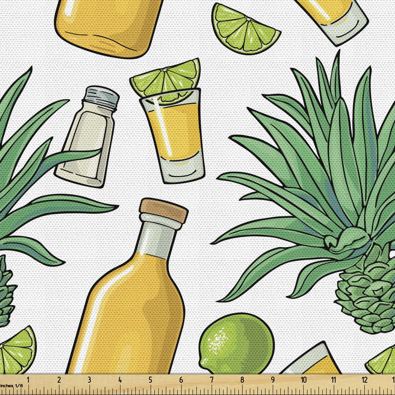 Ambesonne Agave Fabric by the Yard Upholstery, Cactus Lime Slice ...